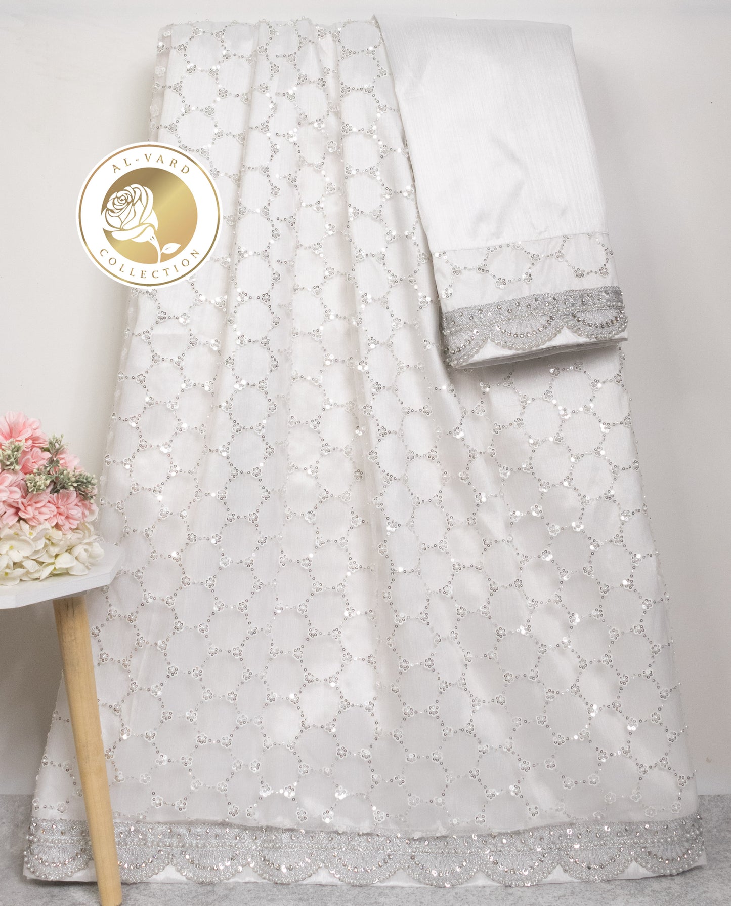 White and silver net wrap semi bhari rida with smart lacing 2500/- – AL ...