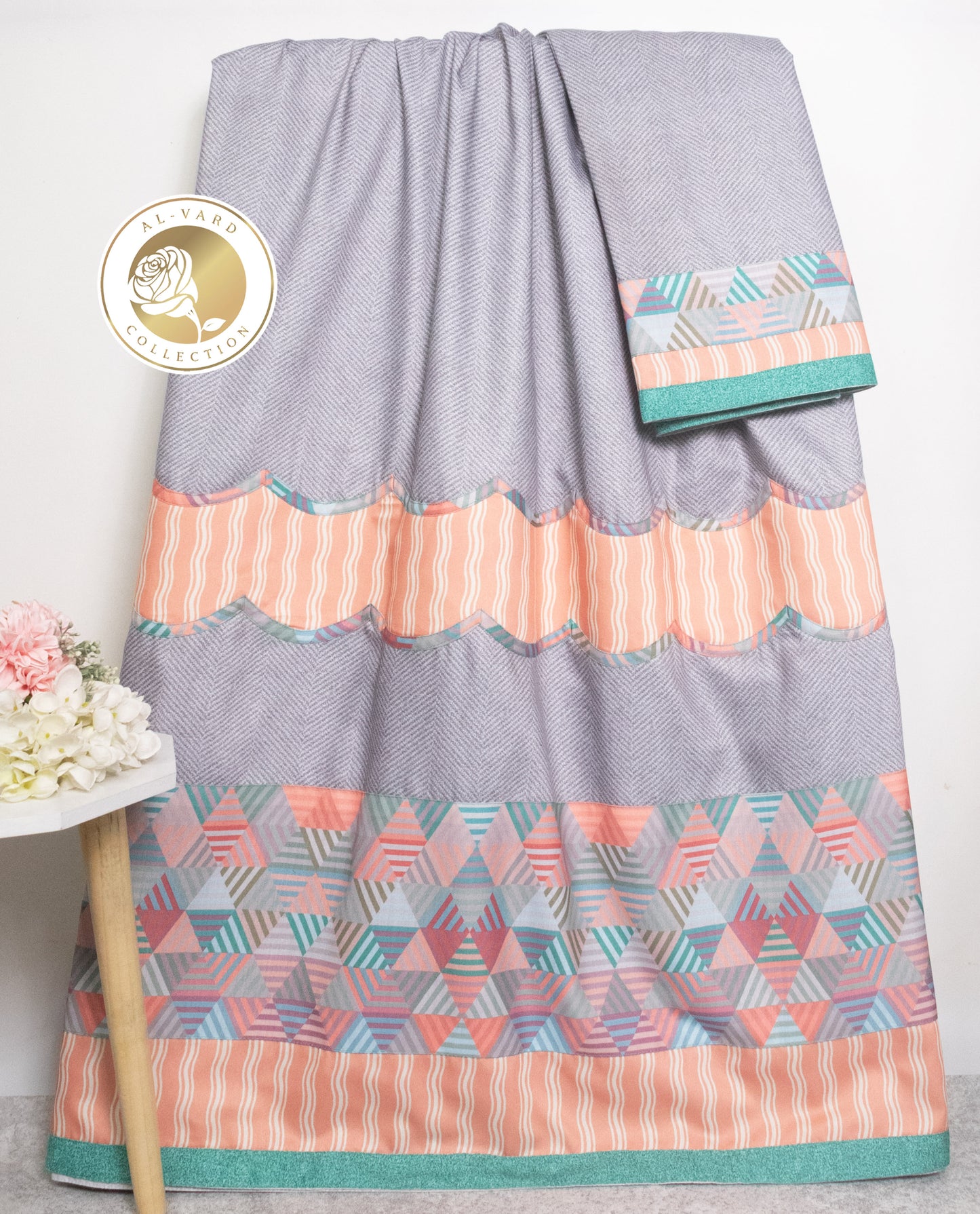 Ecru Melange Rida With Smart Multi Color Panel & Pattern – AL-Vard ...