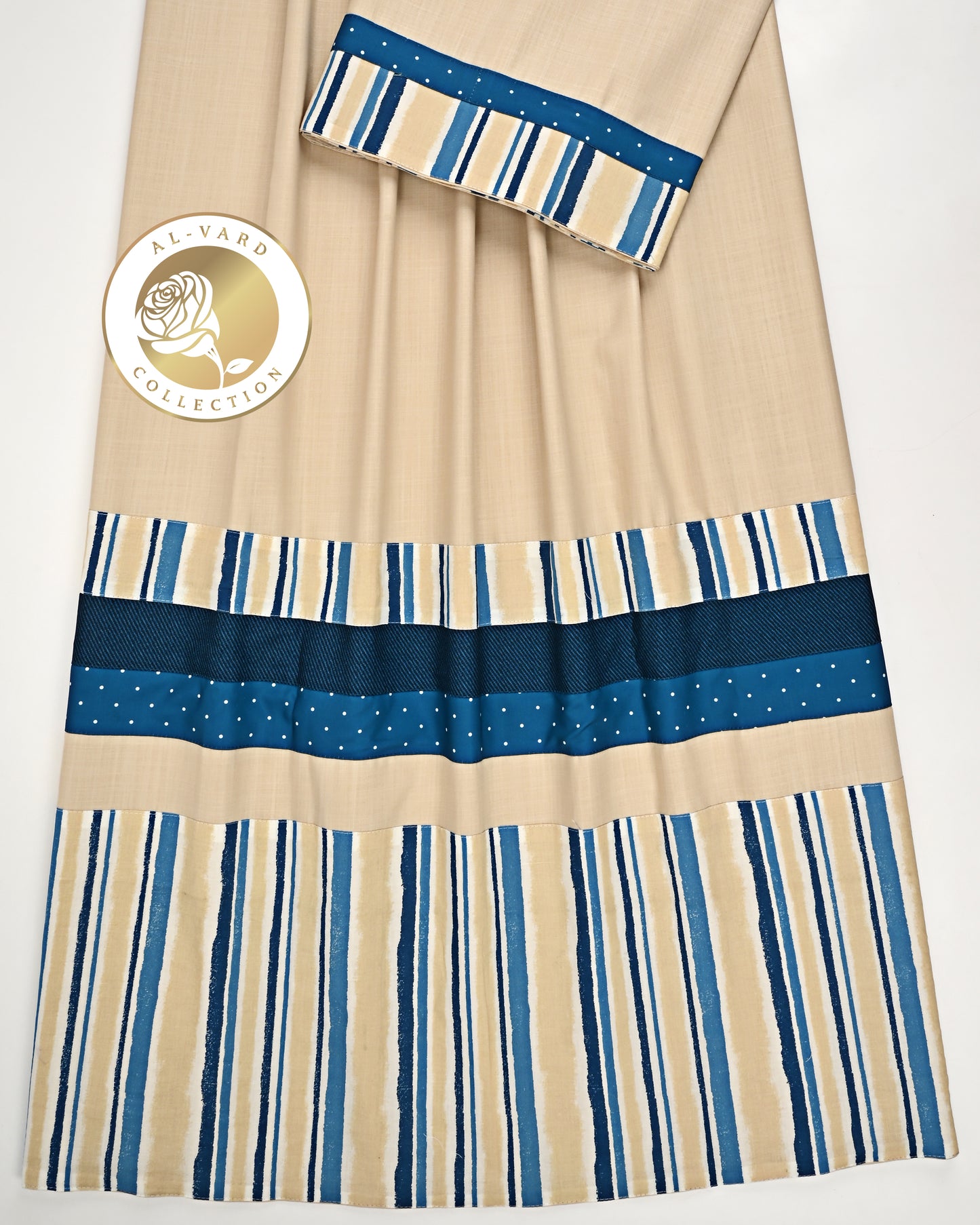 Beige Ohbat Rida With Blue & Beige Stripes Panel – AL-Vard Collection