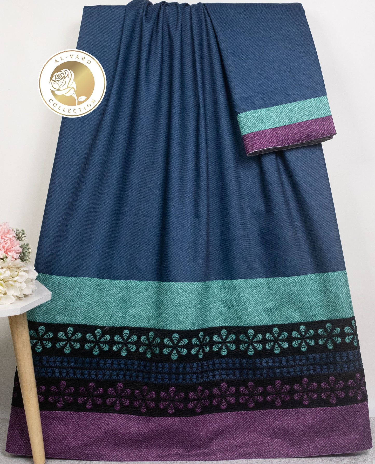 Royal Blue Rida With Smart Lace & Dark Panel – AL-Vard Collection