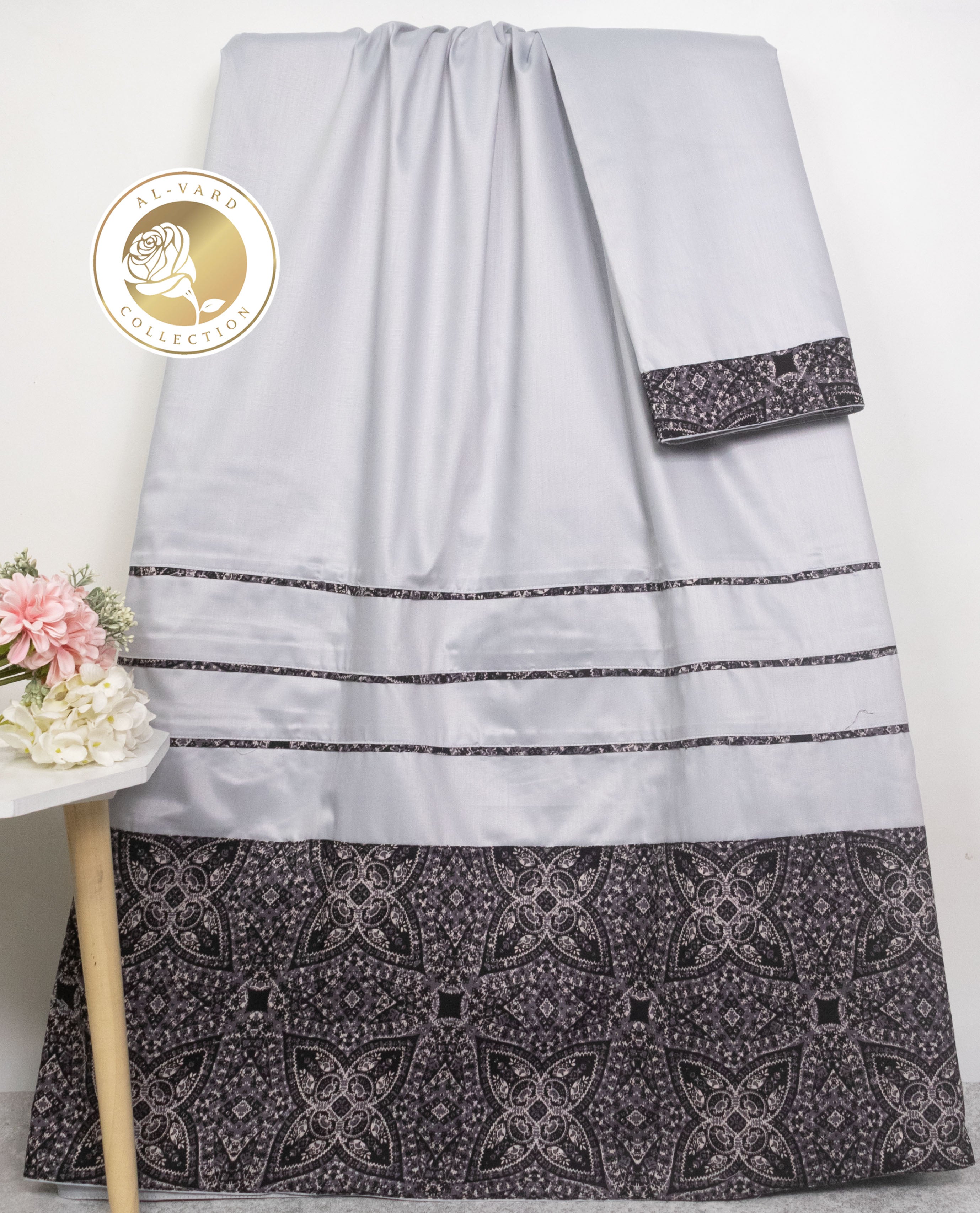 Light Grey Rida With Smart Panel & Black Pipin – AL-Vard Collection