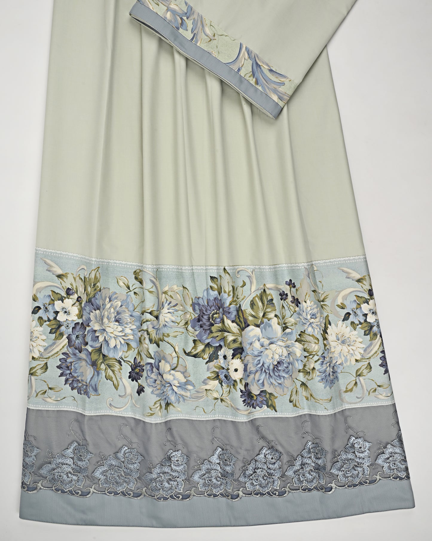 Sage Green Rida With Smart Imported Panel & Floral Design Lace – AL ...