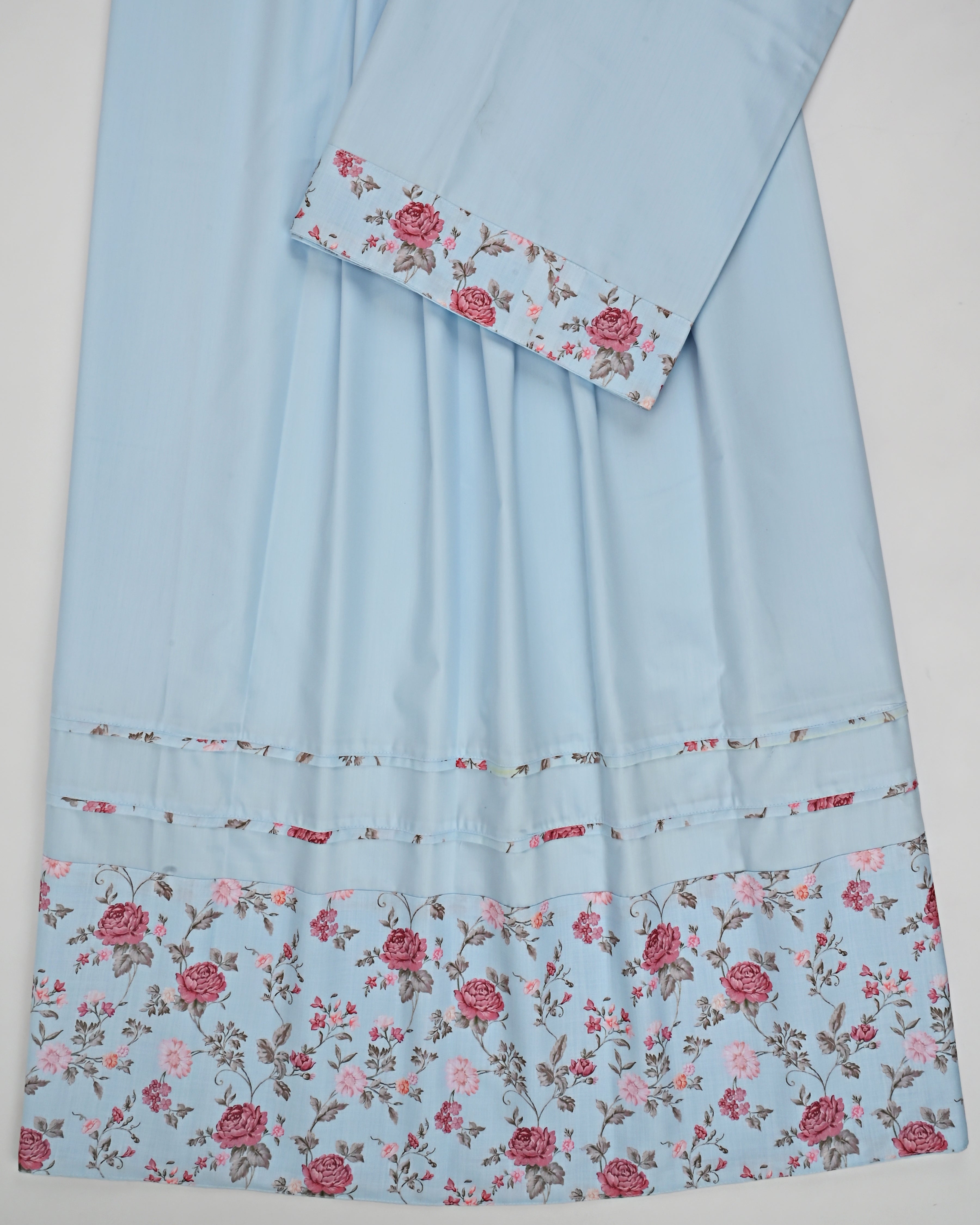 Light Blue Rida With Smart Floral Panel & Pipin – AL-Vard Collection