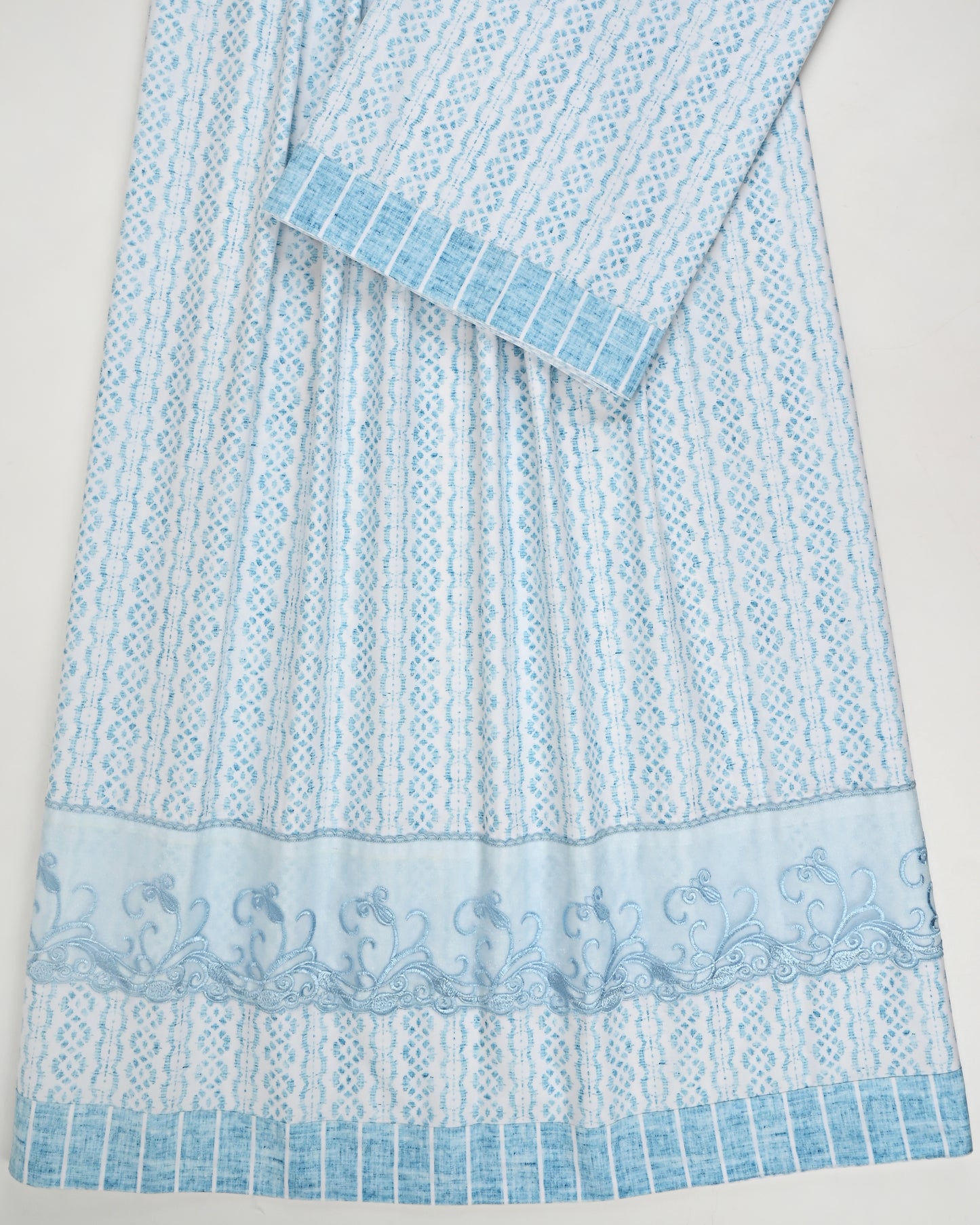 Light Blue Printed Rida With Smart Lace & Panel – AL-Vard Collection