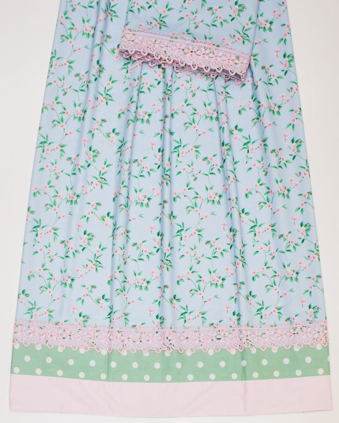 Sky Blue Printed Rida With Smart Lace & Panel – AL-Vard Collection